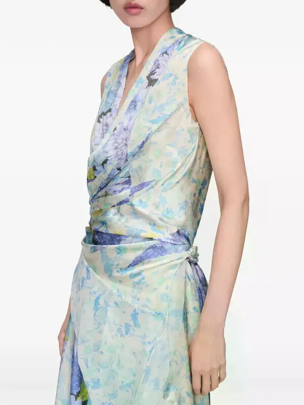 MAISON MARGIELA Floral Drape Wrap Dress - Blue