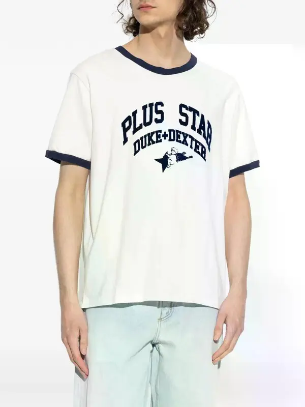DUKE + DEXTER Logo-print Ringer T-shirt - White