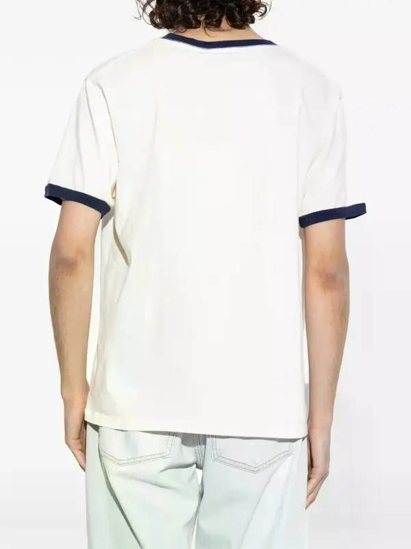 DUKE + DEXTER Logo-print Ringer T-shirt - White