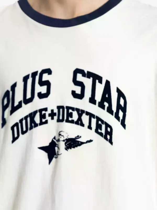 DUKE + DEXTER Logo-print Ringer T-shirt - White