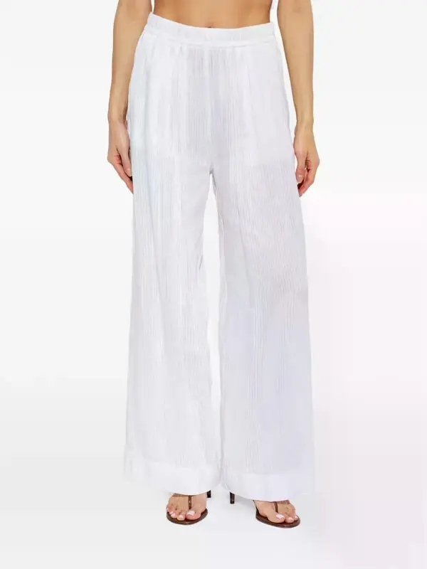 FORTE_FORTE Wide Leg Trousers With Elasticated Waistband - White