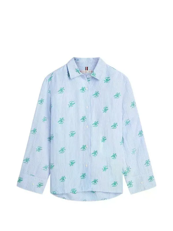 Tommy Hilfiger Stripe-pattern Logo Shirt - Blue