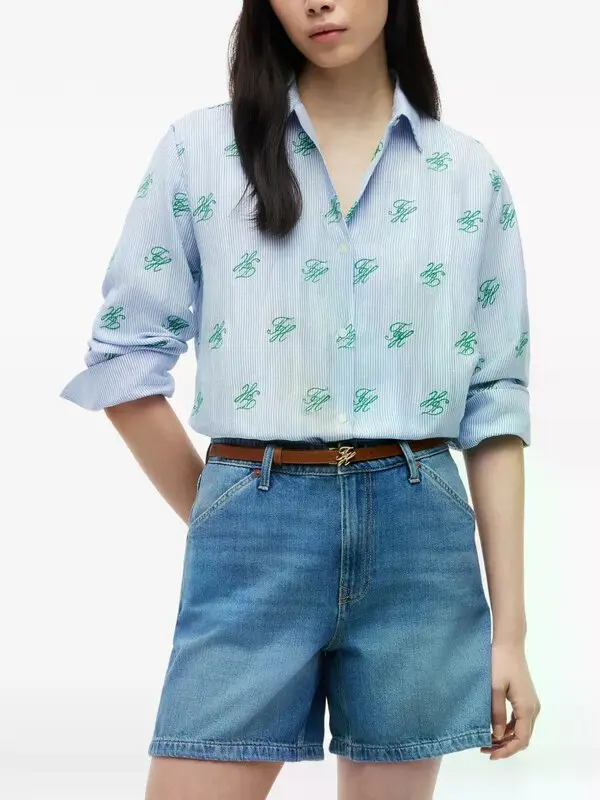 Tommy Hilfiger Stripe-pattern Logo Shirt - Blue