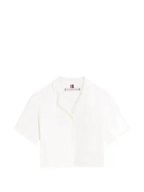 Tommy Hilfiger Frayed-edge Camp-collar Blouse - White