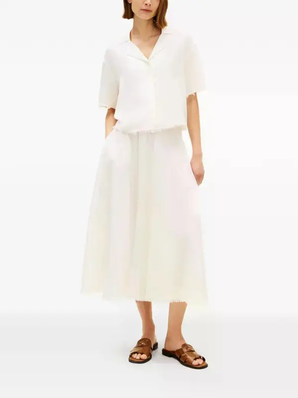 Tommy Hilfiger Frayed-edge Camp-collar Blouse - White