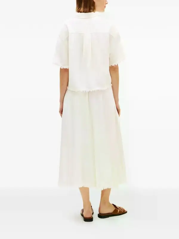 Tommy Hilfiger Frayed-edge Camp-collar Blouse - White