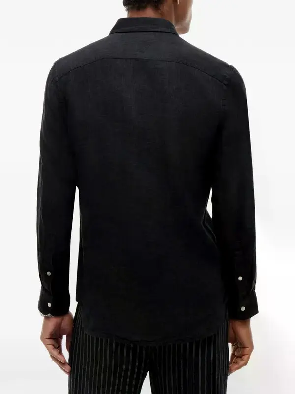 Tommy Hilfiger Washed Effect Embroidered-logo Shirt - Black
