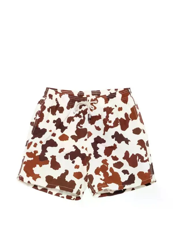 MC2 SAINT BARTH Cow-pattern Swim Shorts - Neutrals