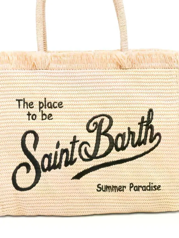 MC2 SAINT BARTH Vanity Fringed Beach Bag - Neutrals