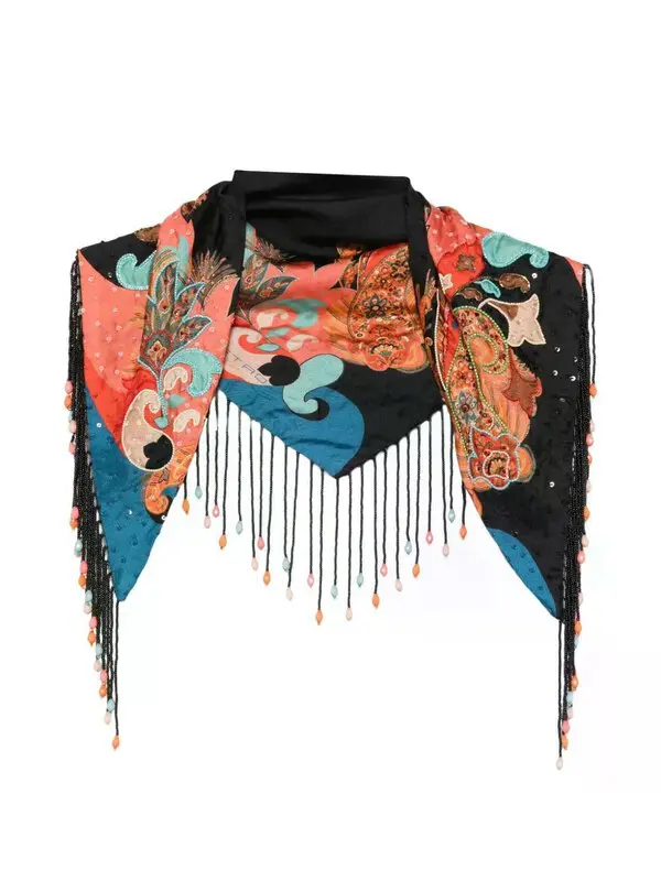 Etro Paisley-pattern Beaded Scarf - Black