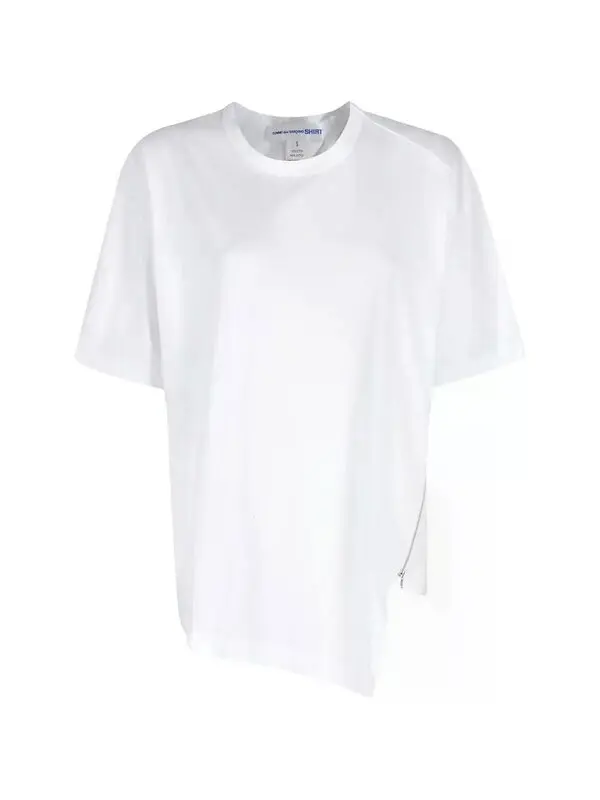 Comme Des Garçons Asymmetric Zip-detail T-shirt - White