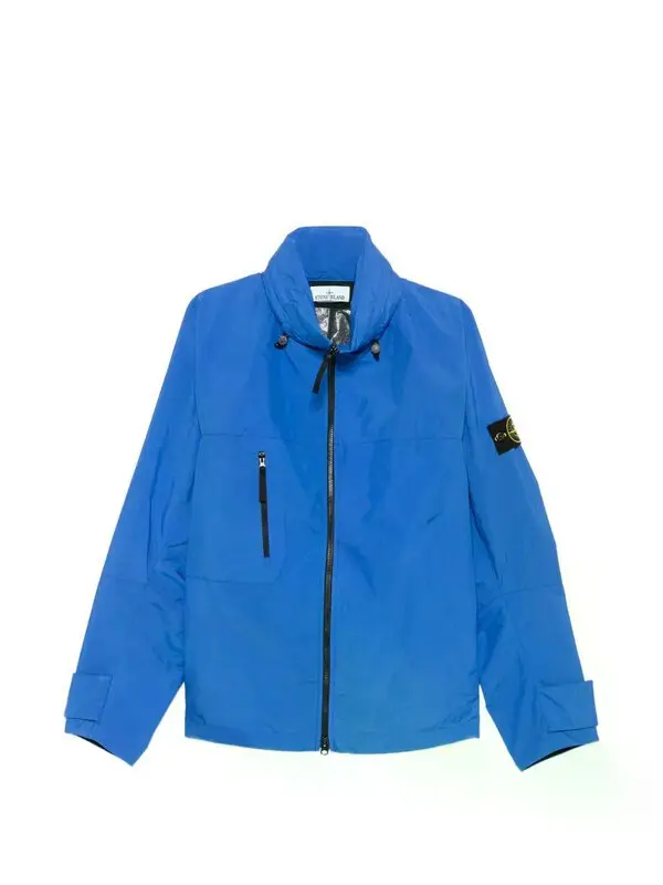 Stone Island Logo Patch Zip-up Jacket - Blue