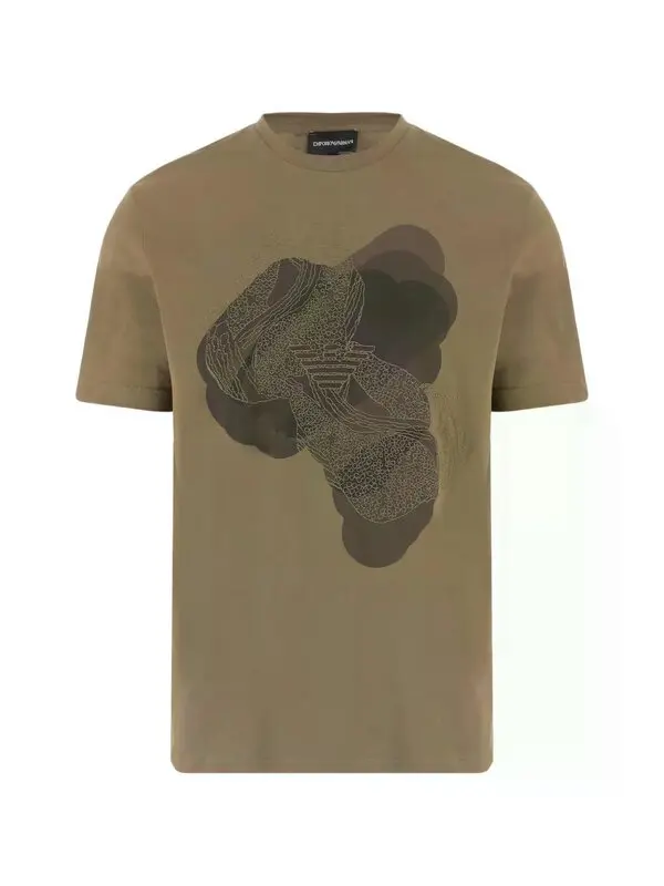 Emporio Armani Embroidered Graphic-print T-shirt - Green