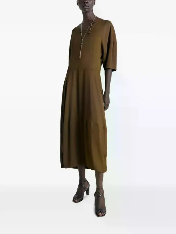 LEMAIRE Balloon Dress In Crêpe De Chine Viscose - Brown
