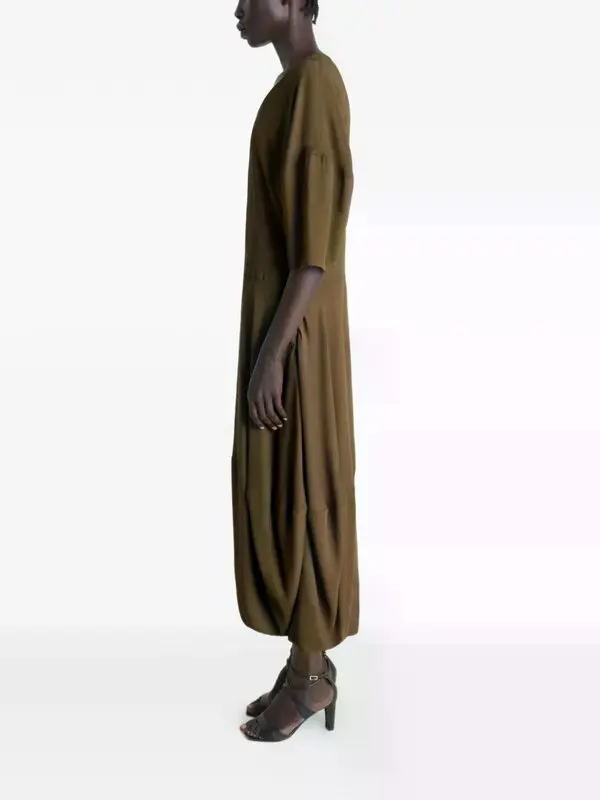 LEMAIRE Balloon Dress In Crêpe De Chine Viscose - Brown