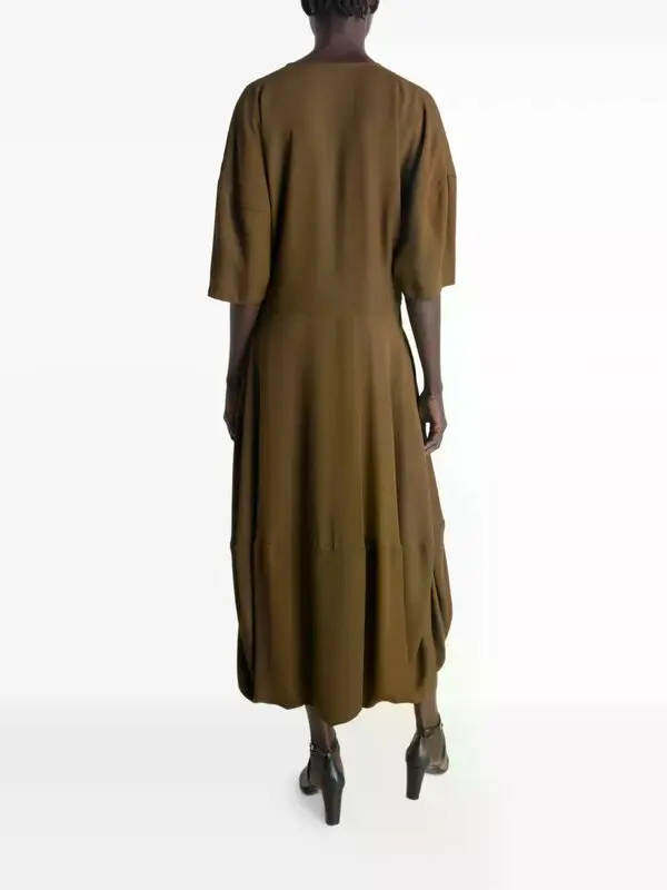 LEMAIRE Balloon Dress In Crêpe De Chine Viscose - Brown