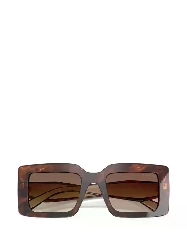 Prada Tortoiseshell Effect Square Frame Sunglasses - Green