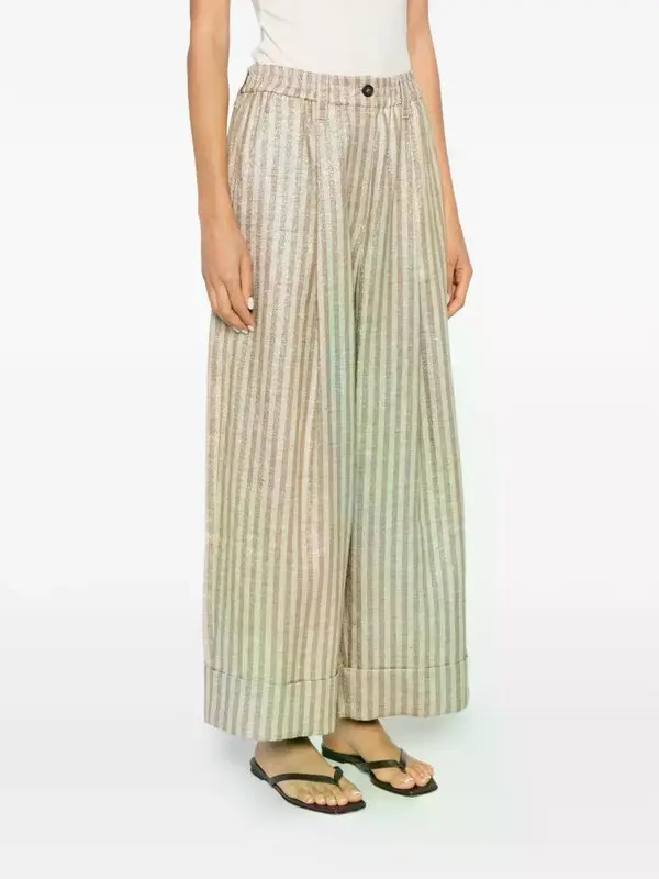 Brunello Cucinelli Metallic-effect Striped Trousers
