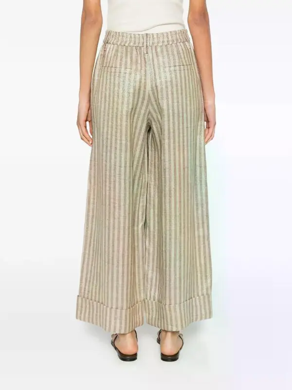 Brunello Cucinelli Metallic-effect Striped Trousers
