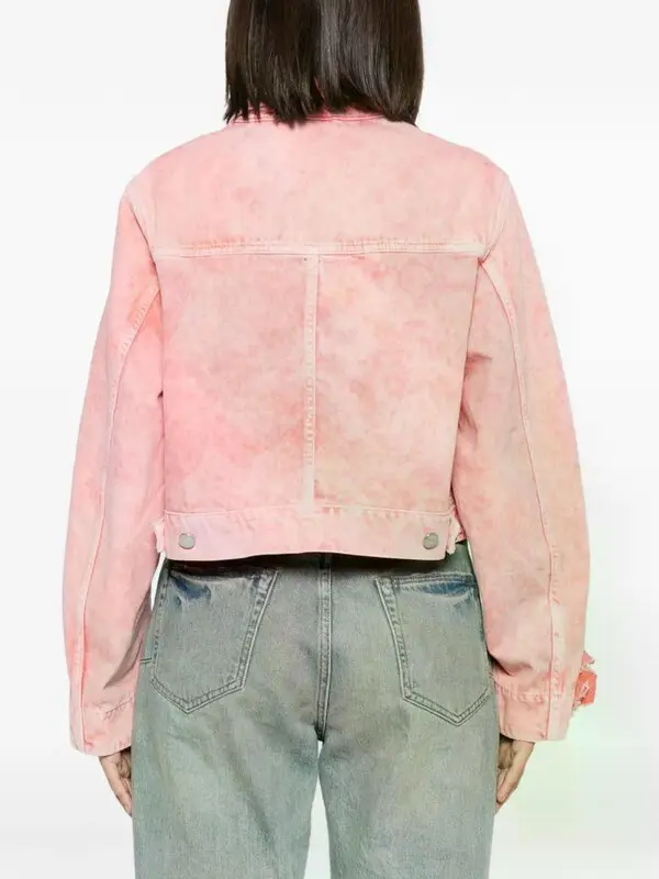 GANNI Floral-appliqué Cropped Denim Jacket