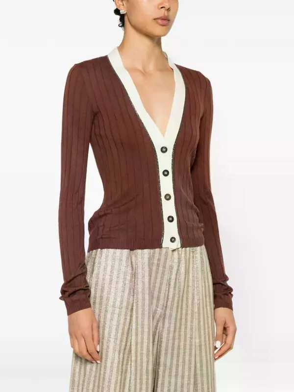 Brunello Cucinelli Ribbed Knit Cardigan With Monili Trim