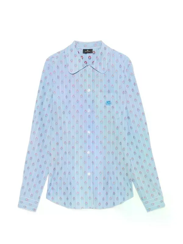 Etro Pegasus-embroidered Striped Shirt