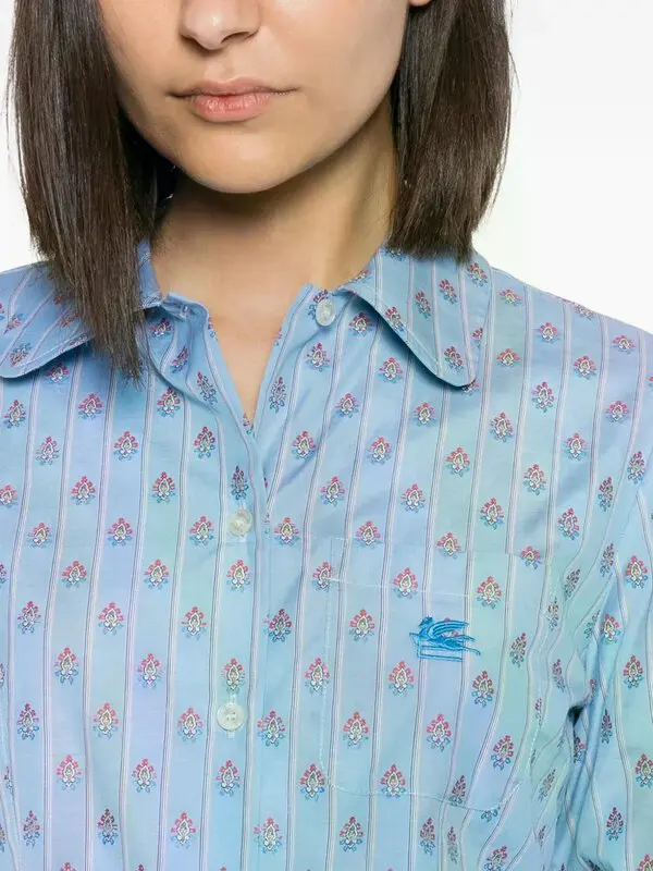 Etro Pegasus-embroidered Striped Shirt