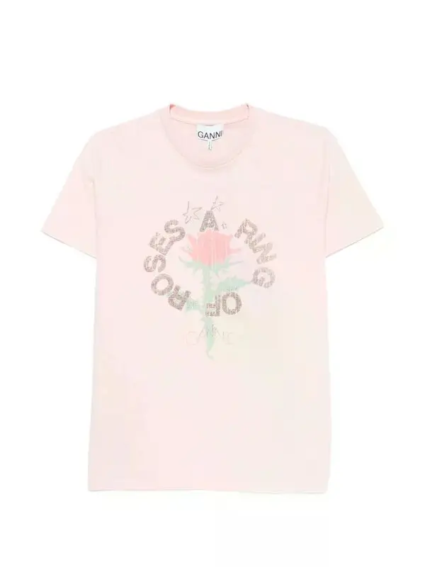 GANNI Graphic-print T-shirt - Pink