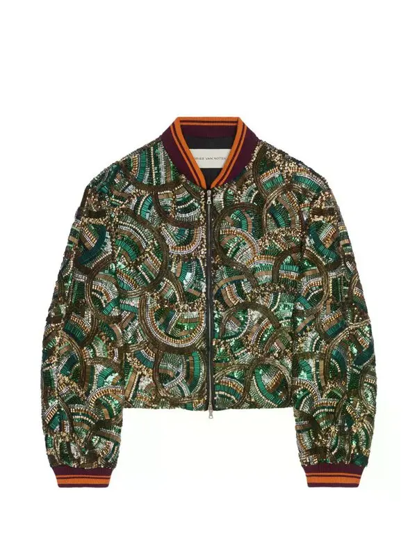 Dries Van Noten Embroidered Bomber Jacket - Green