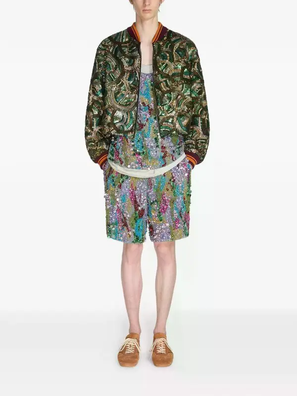 Dries Van Noten Embroidered Bomber Jacket - Green