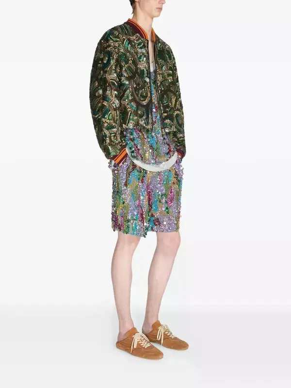Dries Van Noten Embroidered Bomber Jacket - Green