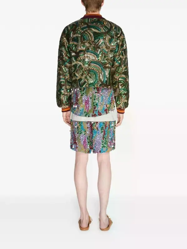 Dries Van Noten Embroidered Bomber Jacket - Green