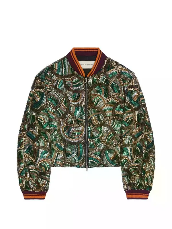 Dries Van Noten Embroidered Bomber Jacket - Green