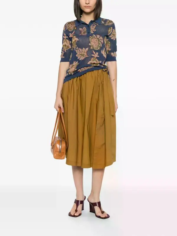 Etro Floral-intarsia Mesh-knit Polo Top