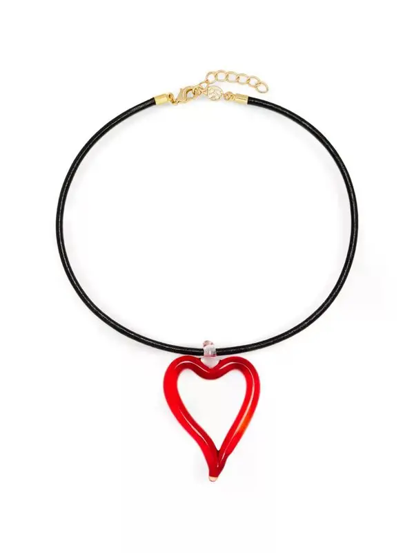 SANDRALEXANDRA Heart-pendant Leather Necklace - Red