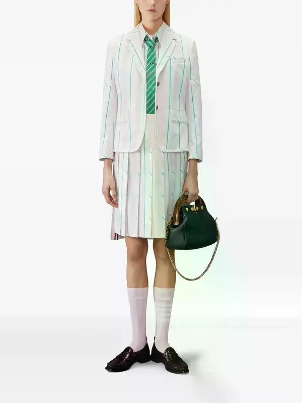Thom Browne Madras Cotton Striped Pleated Skirt - Pink