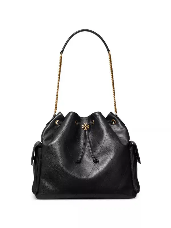 Tory Burch Large Charlie Quilted Drawstring Shoulder Bag - Black