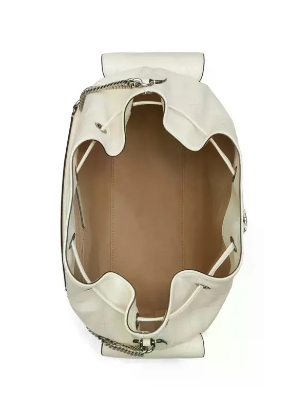 Tory Burch Large Charlie Quilted Drawstring Shoulder Bag - White