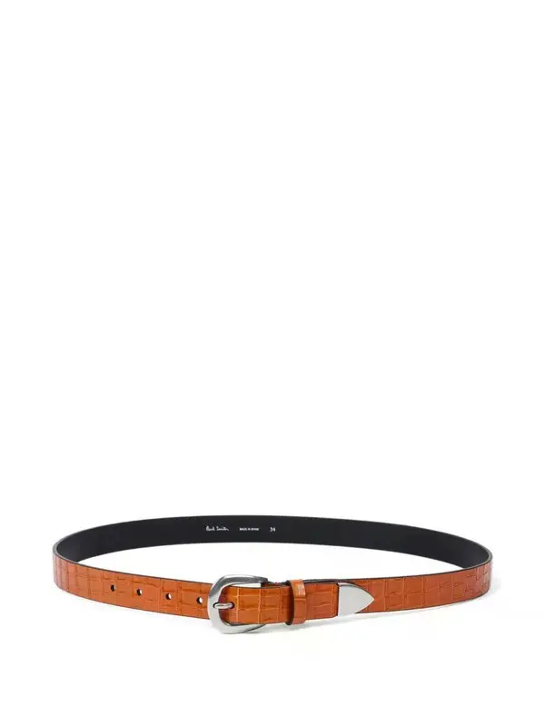 Paul Smith Crocodile-effect Leather Belt - Orange