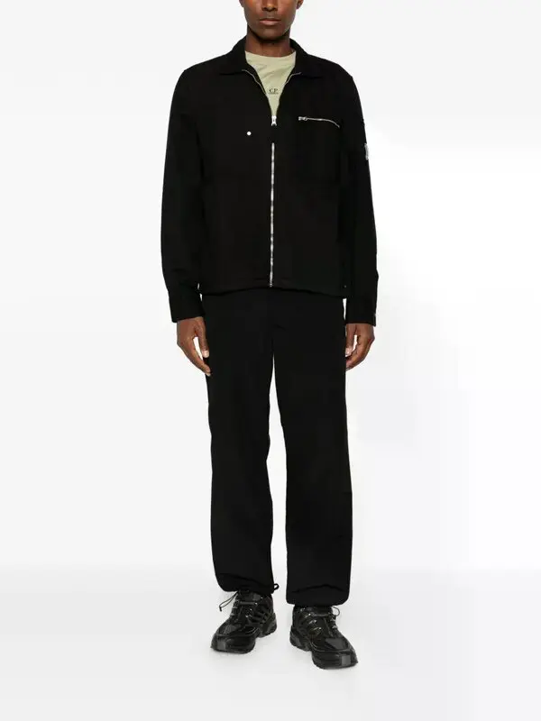 C.P. COMPANY Cotton/linen Lens Zip Overshirt - Black