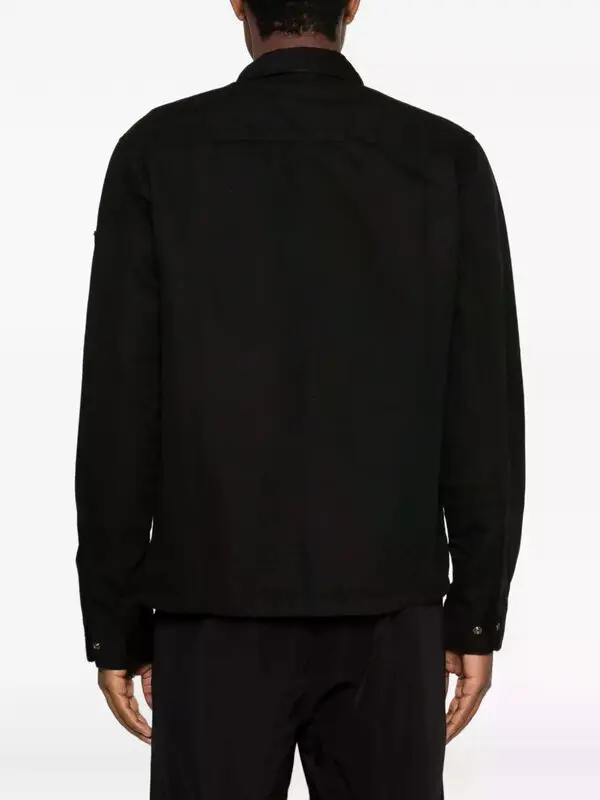 C.P. COMPANY Cotton/linen Lens Zip Overshirt - Black