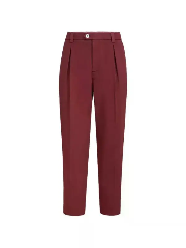 Brunello Cucinelli Garment-dyed Comfort Gabardine Trousers - Red