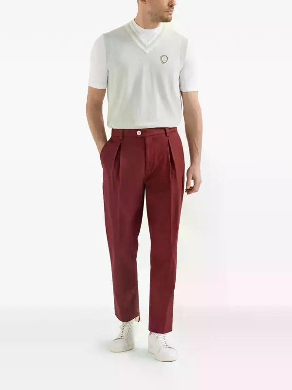 Brunello Cucinelli Garment-dyed Comfort Gabardine Trousers - Red