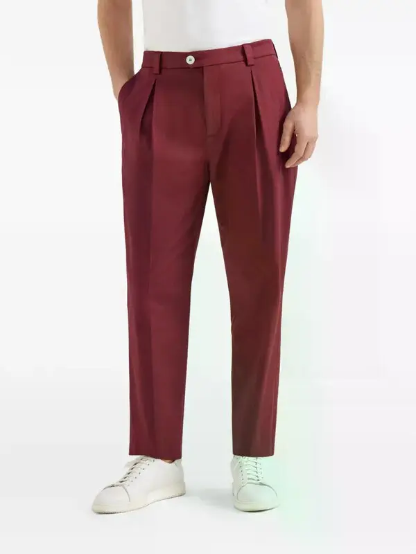 Brunello Cucinelli Garment-dyed Comfort Gabardine Trousers - Red
