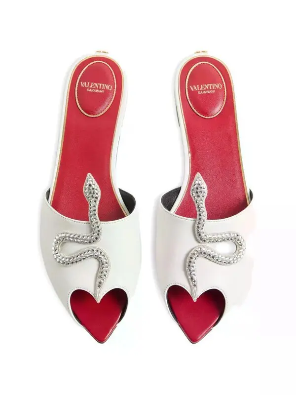 Valentino Garavani Coeur Vipère Slide Sandals - White