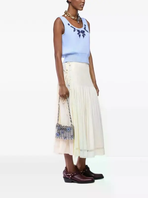 Rabanne Lace Side Bow Midi Skirt - Neutrals