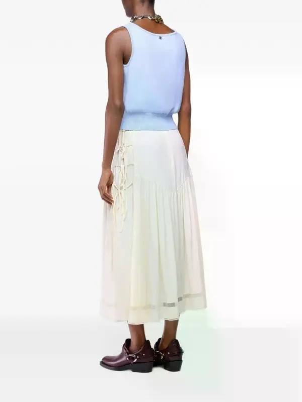 Rabanne Lace Side Bow Midi Skirt - Neutrals