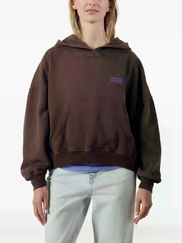 American Vintage Logo Print Pouch-pocket Hoodie