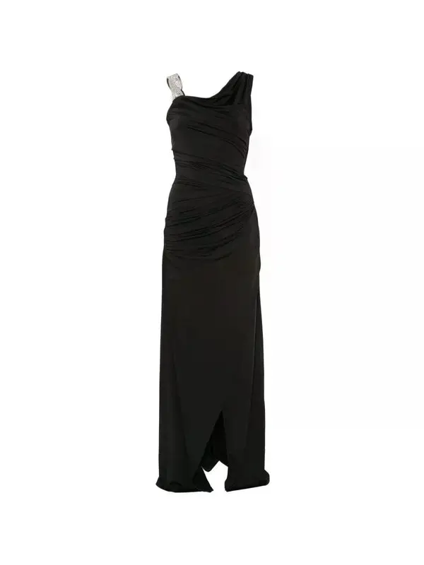 Amen Crystal-embellished Ruched Maxi Dress - Black