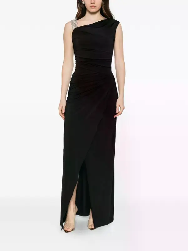 Amen Crystal-embellished Ruched Maxi Dress - Black